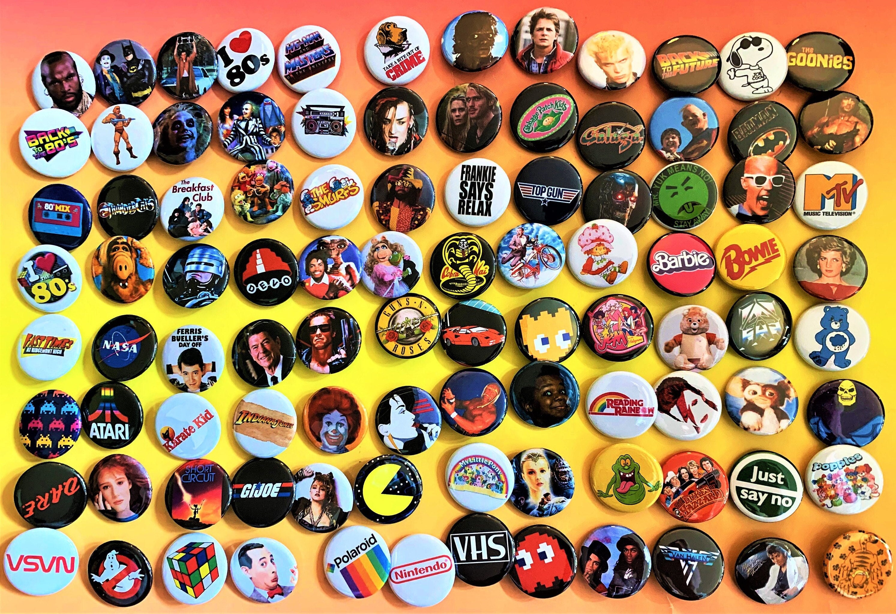 80s Style Buttons Mystery 6 pack
