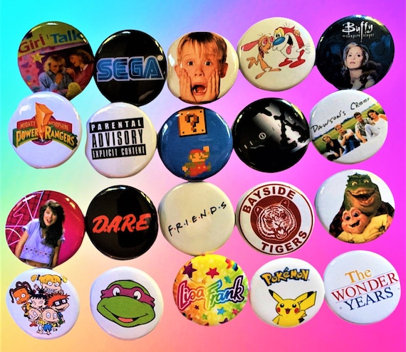 90's Buttons - Pick Your Favorites (1.25 inch) Party … - Gem