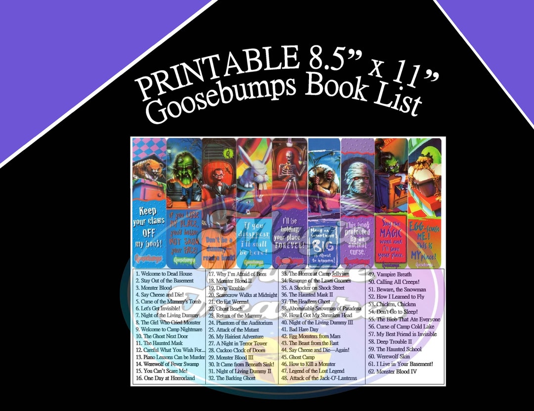 Goosebumps Book List | PRINTABLE Sheet Instant Download | PRINTABLE ...