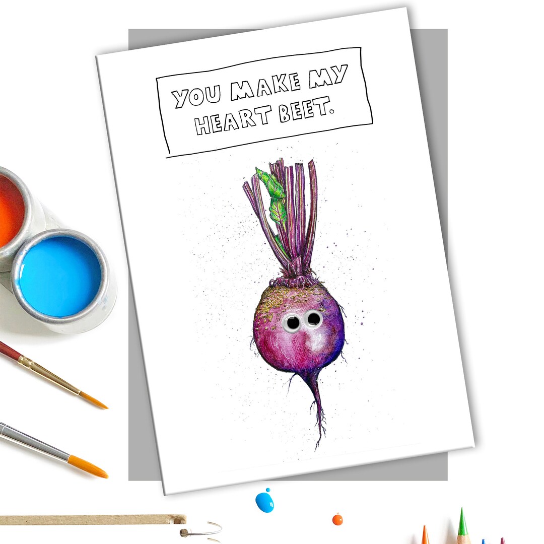Heart Beet Valentine's Day Card: Fun Recycled Greeting Card. Galentines ...