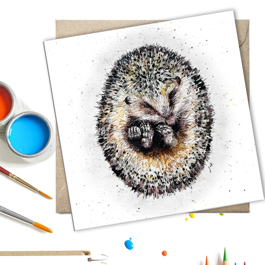 Hedgehog Greeting Card | Birthday Hedgehog Watercolour | Recycled ...