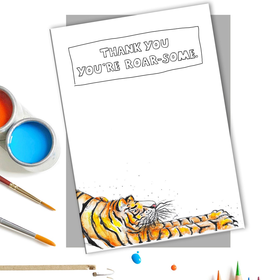 Tiger Thank You Card: You're Roar-some A5 Recycled Card - Etsy