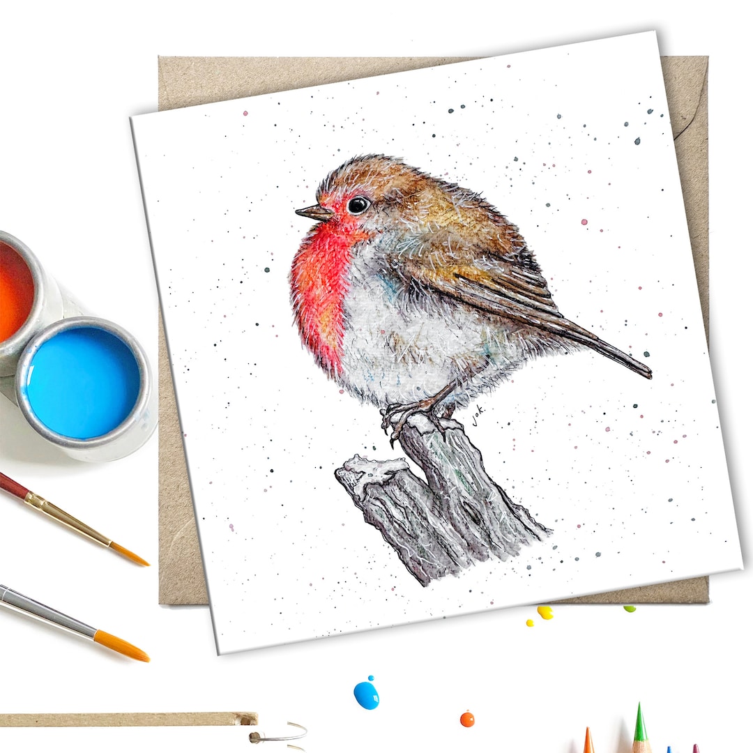Christmas Card Robin Red Robin Watercolour Bird Recycled - Etsy UK