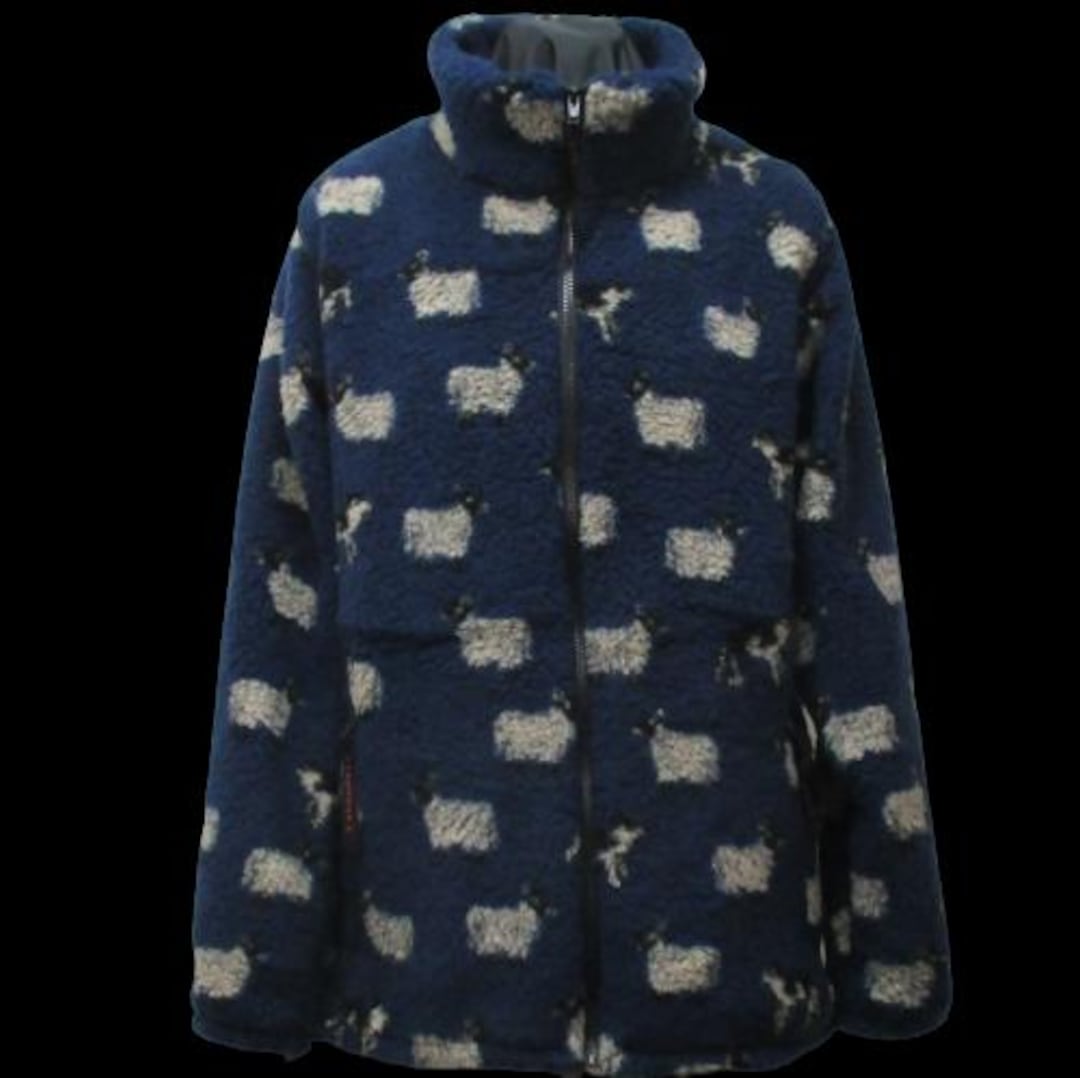 Navy Sheep and Dog Sherpa Fleece Jacket by Farfield Clothing - Etsy