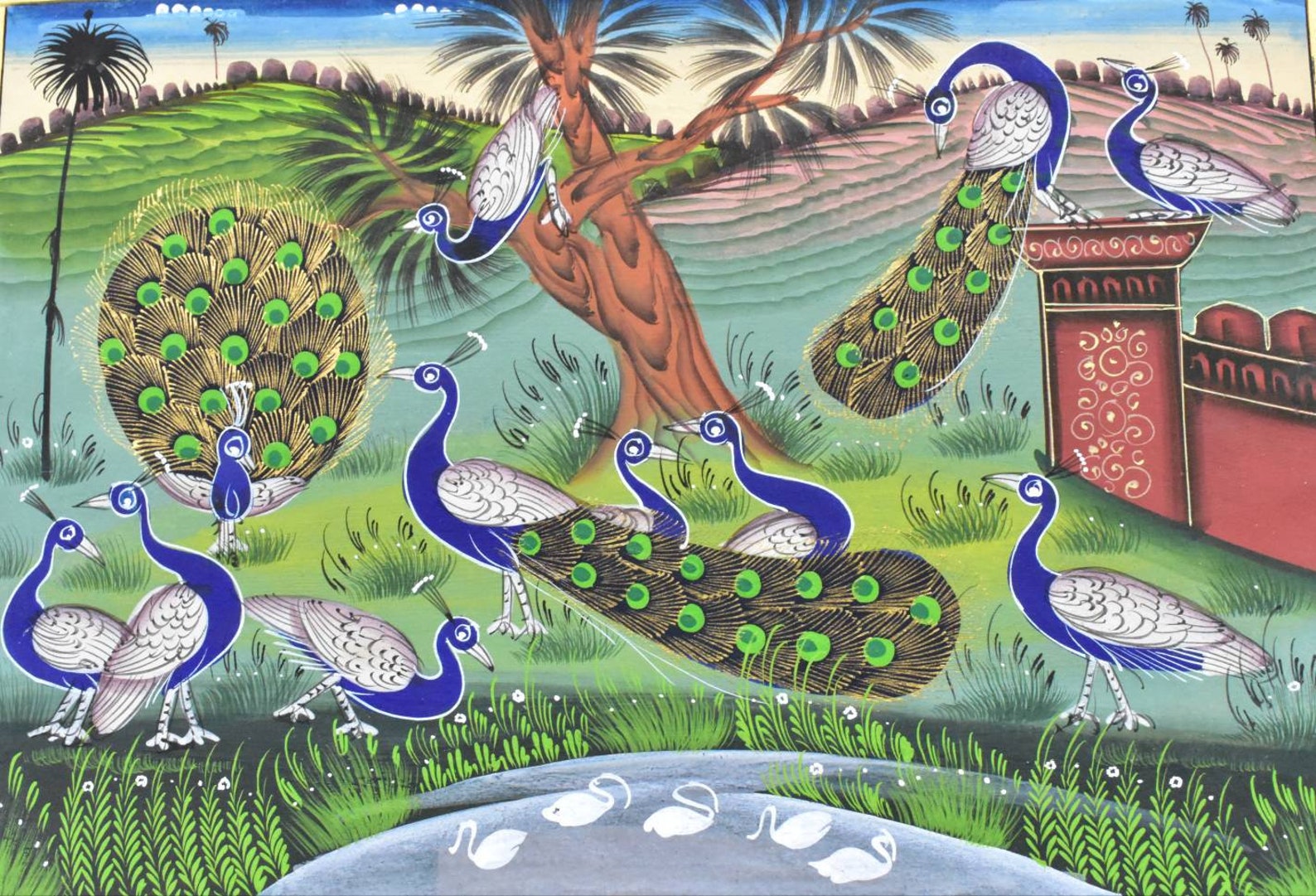 Indian Miniature Painting, Peacock Painting, Old Rice Paper, Water ...