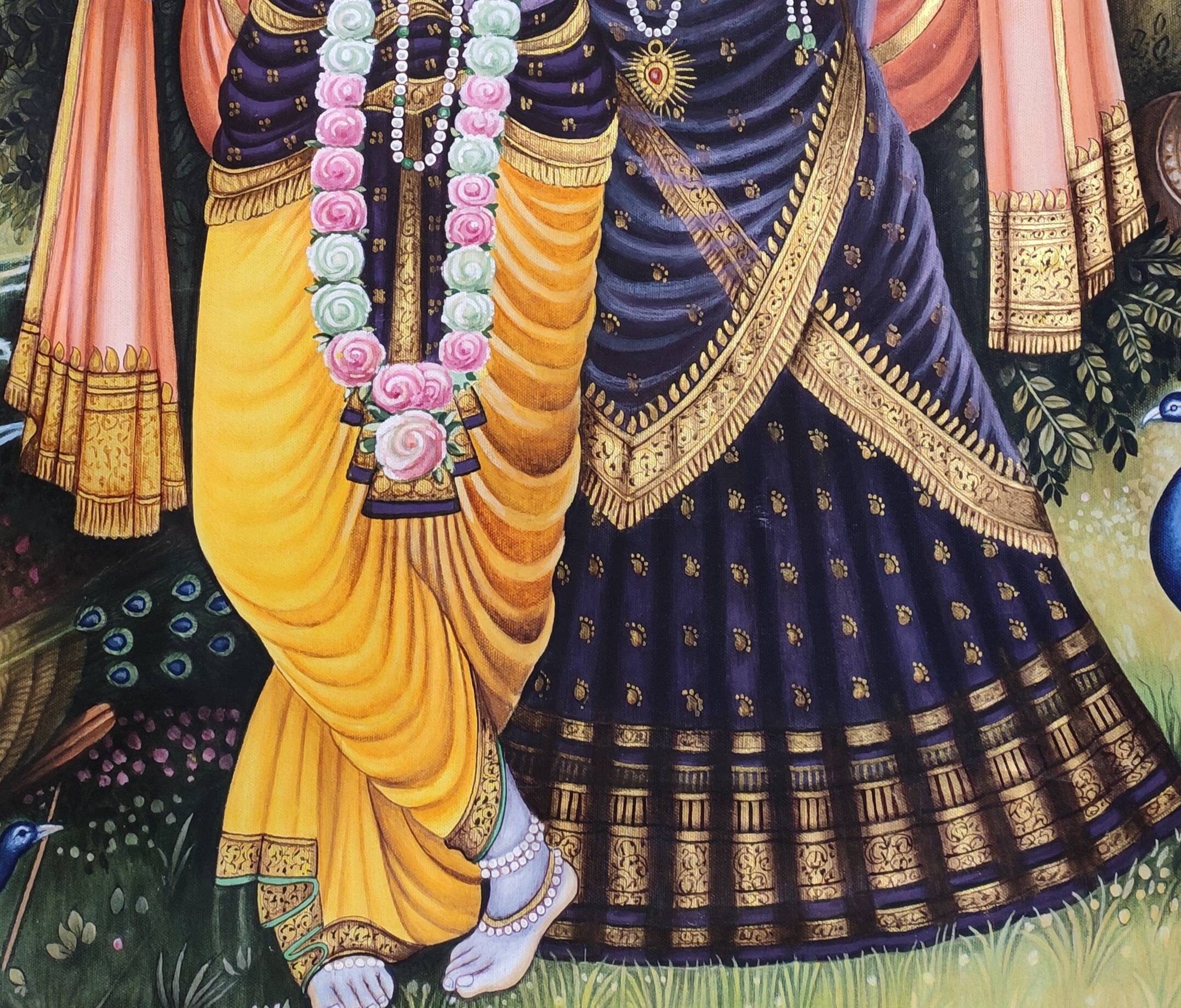 Handmade Radha Krishna Miniature Painting, Colorful Hinduism Art (30x36 ...