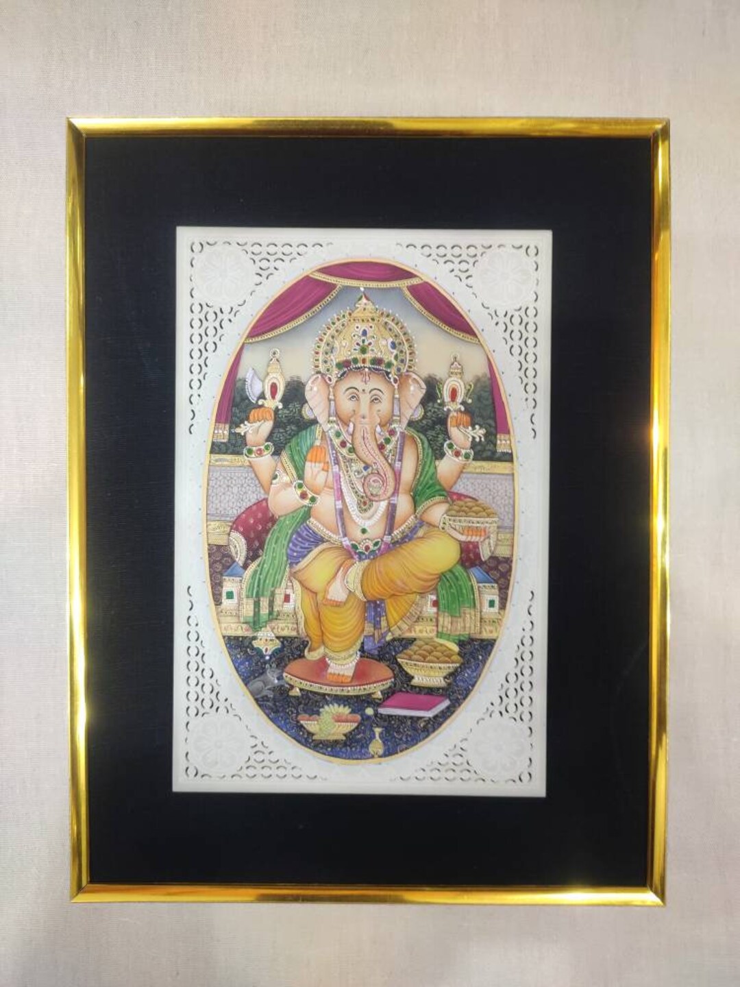 Indian God Miniature Painting, Lakshmi Painting, Colourful Hinduism Art ...
