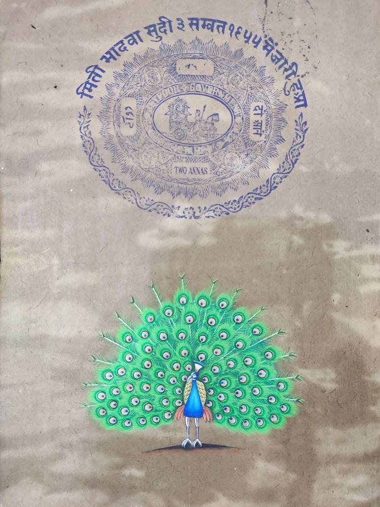 Peacock Painting National Bird of India Indian Miniature - Etsy