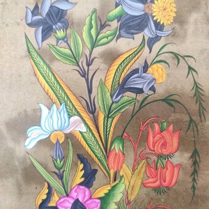 Flower Painting, Rice Paper Art, Indian Miniature Painting, Gold Border ...