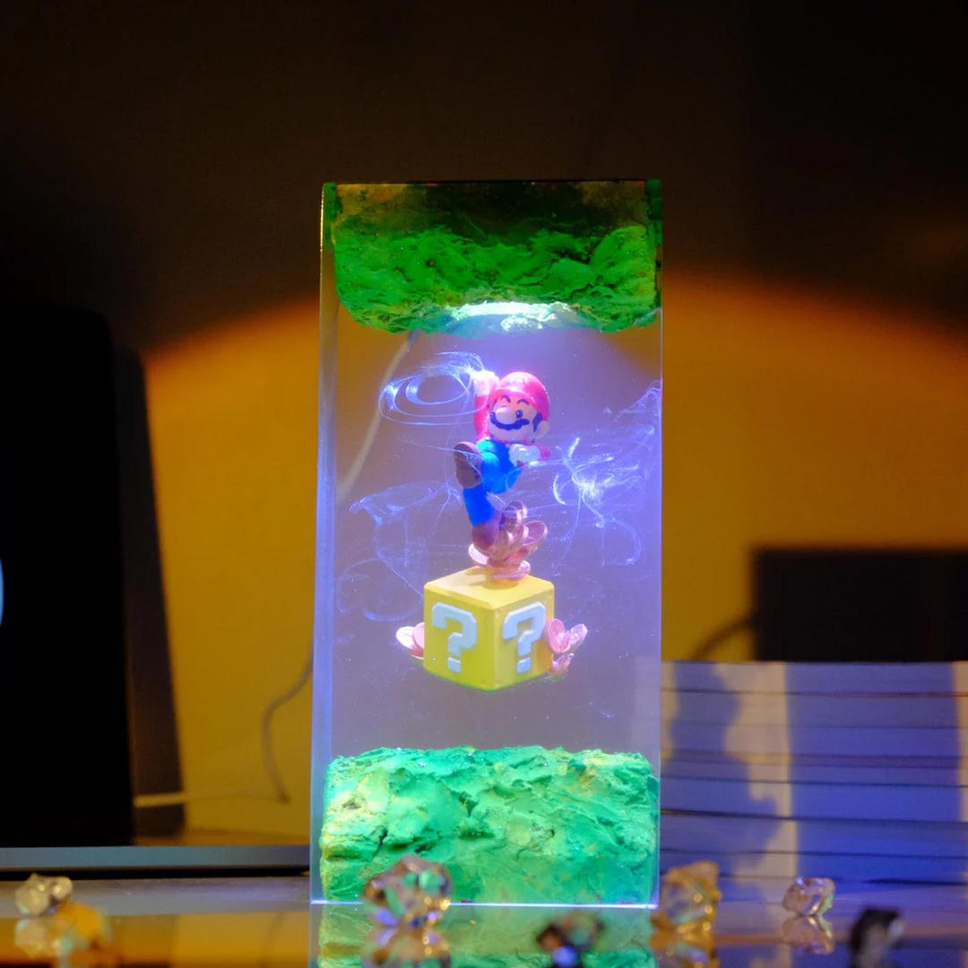 Super Mario Question Mark Cube Game Epoxy Resin Lamp, Gift for Kid ...