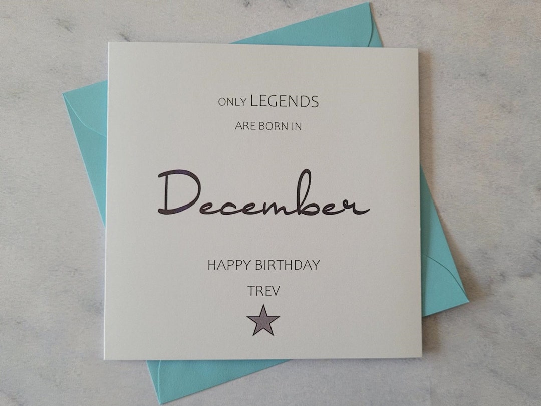 Personalised December Birthday Card, Any Name, Happy Birthday Card ...