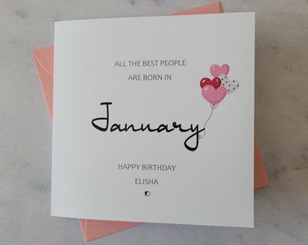 January Birthday Card - Etsy