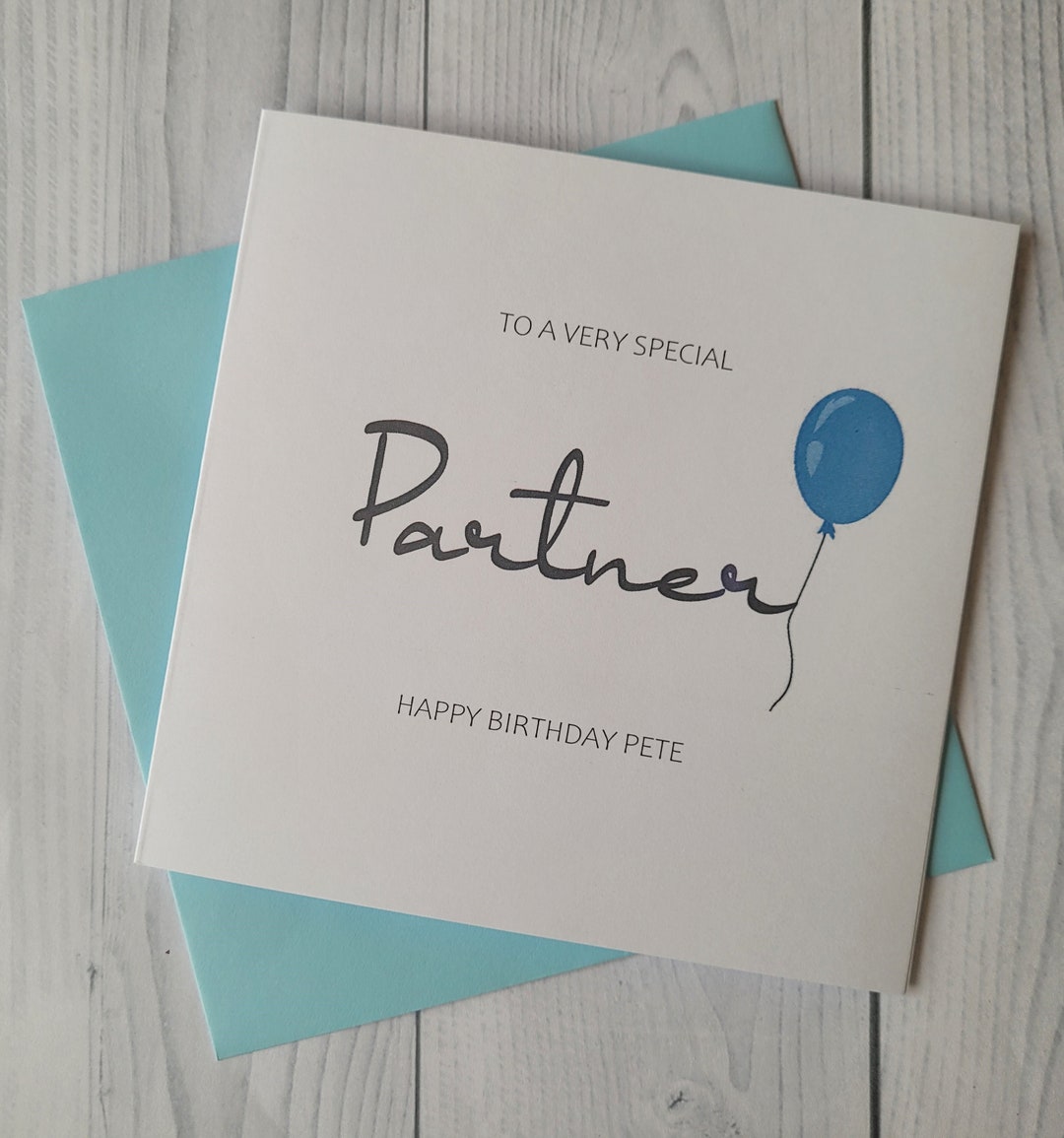 Personalised Partner Birthday Card, Happy Birthday Card, Customised ...