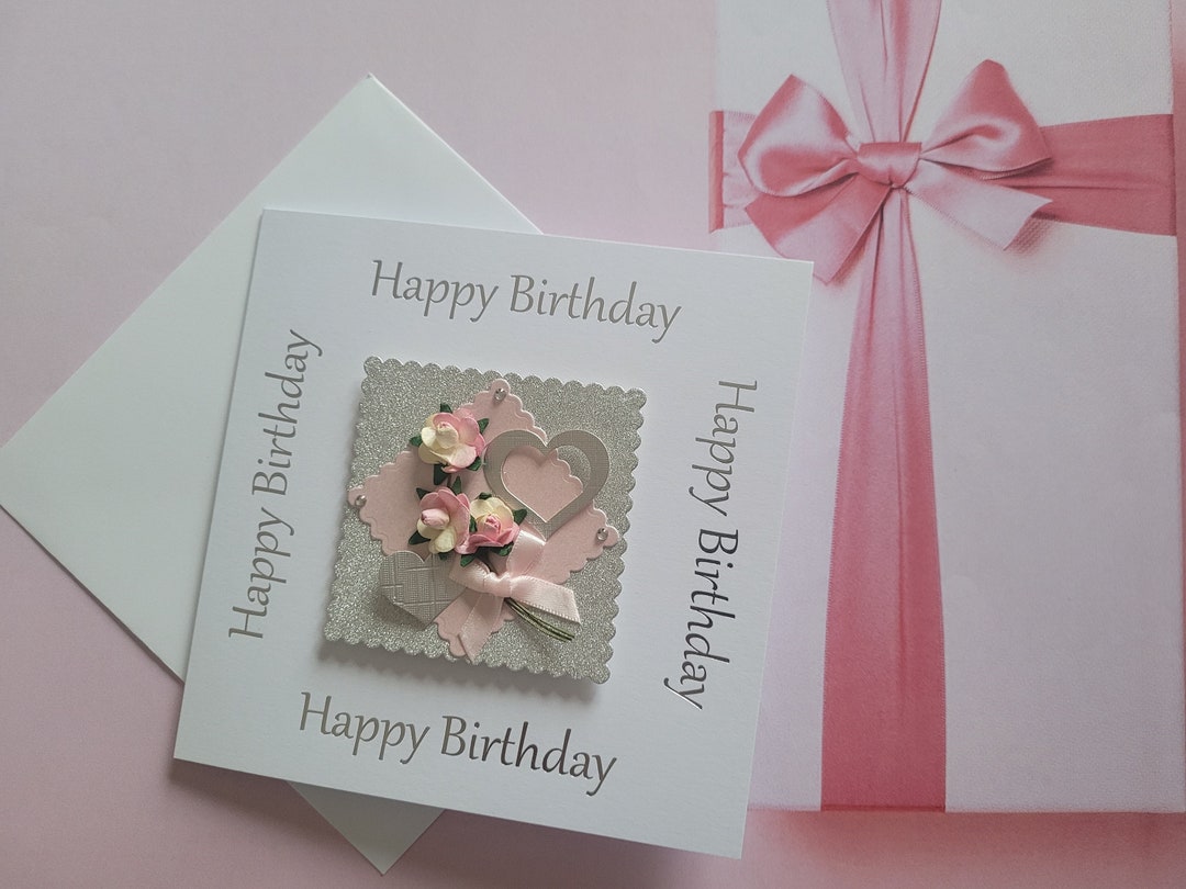 Embellished Birthday Card, Tea Roses, Handmade, Female Birthday Card - Etsy