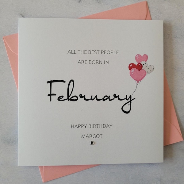 February Birthday Card - Etsy