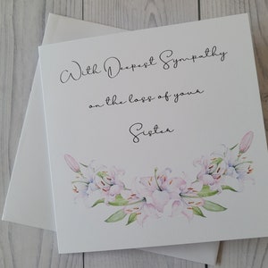 Sister Sympathy Card, Loss of Sister, Sorry for Your Loss, in Deepest Sympathy, Condolences - Etsy