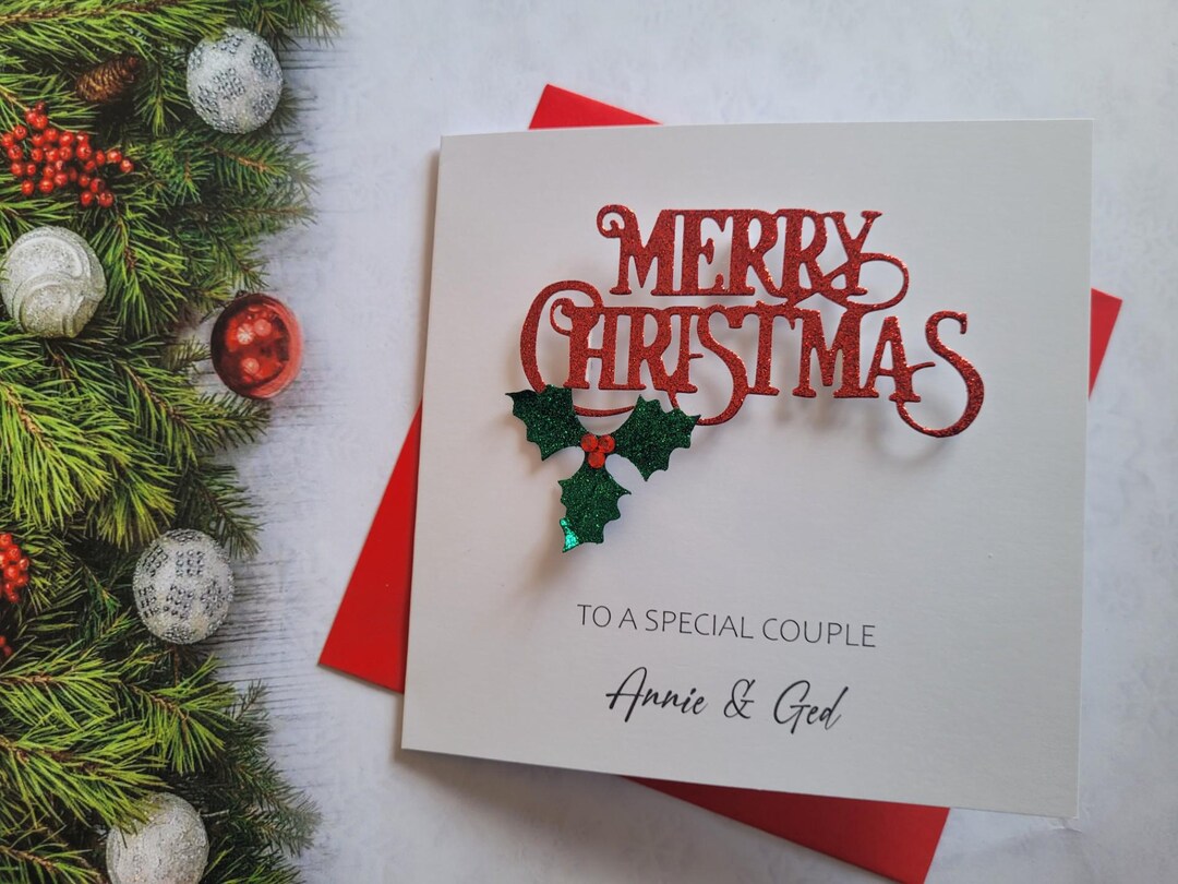 Die Cut Merry Christmas and Holly Christmas Card, Relation Christmas ...