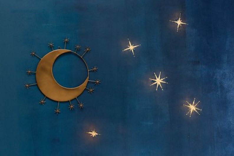 Distressed Gold Metal Moon Wall Hanging for Home Decoration - Etsy