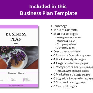 Business Plan Template | Small Business | Startup | Printable ...