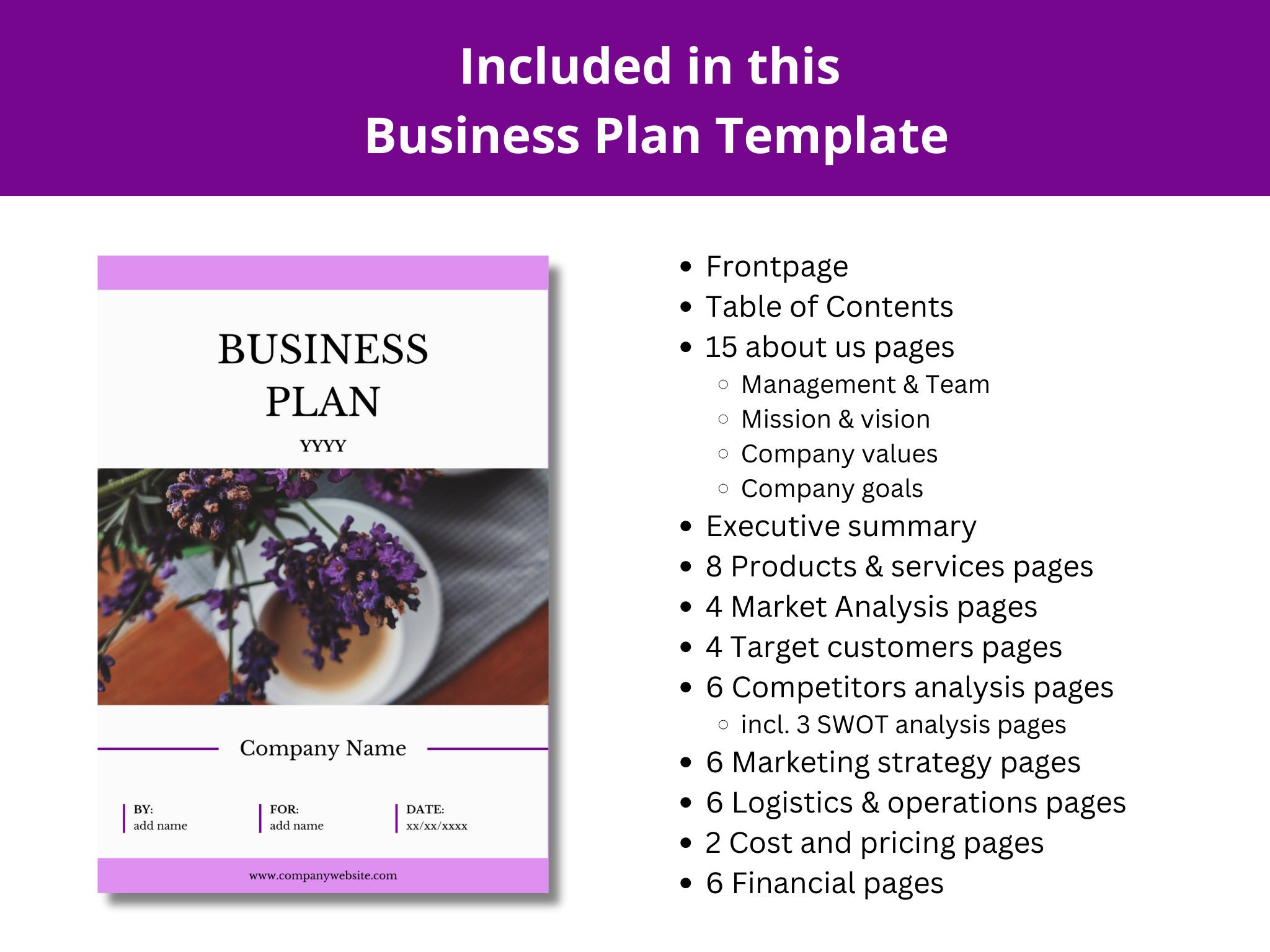 Business Plan Template | Small Business | Startup | Printable ...