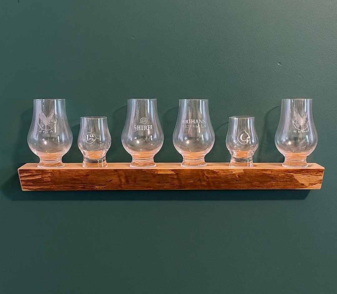 Live Edge Glencairn Whisky Glass Floating Shelf. - Etsy