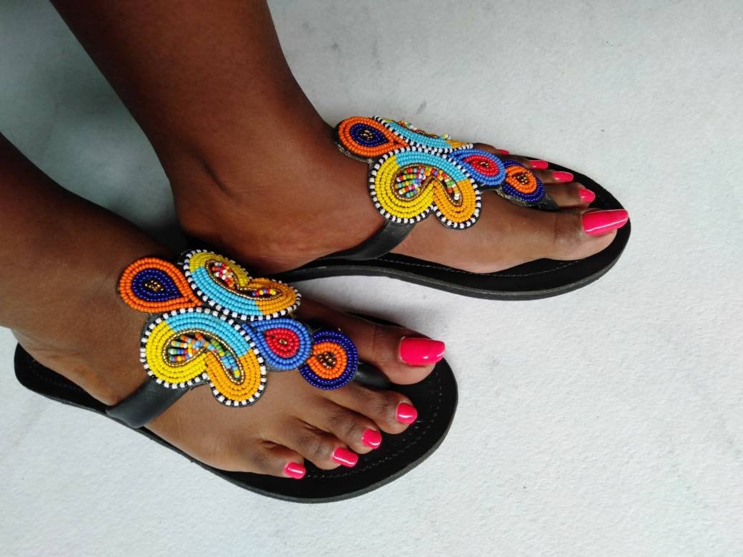 On Sale African Sandals Women Sandals/maasai Beaded - Etsy