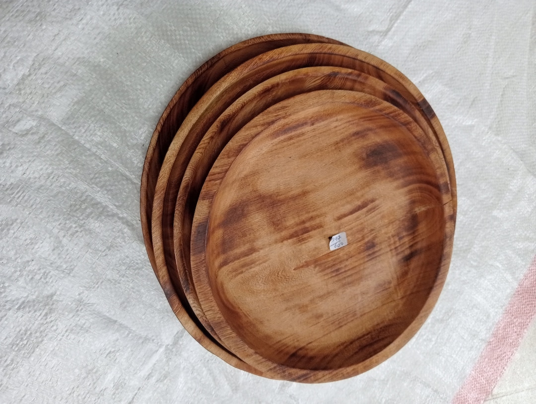A Set of Four African Wooden Plates, Handmade Plate, Kenyan Wooden ...