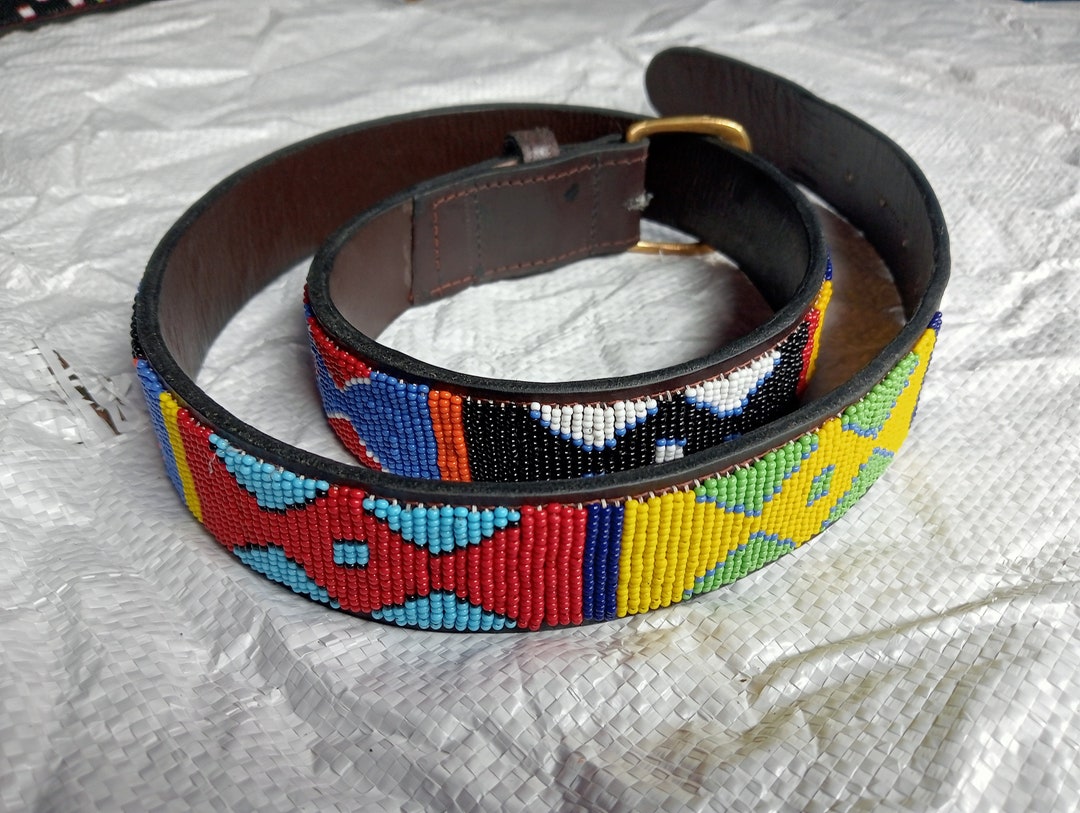 Masai Belt, Leather Belt, Beaded Belt, Handmade Belt, Christmas Gifts ...