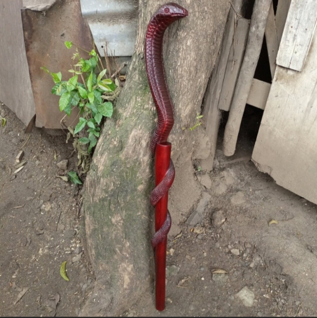 African Cobra Original Hiking Walking Stick Cane Handmade Kenya Africa ...