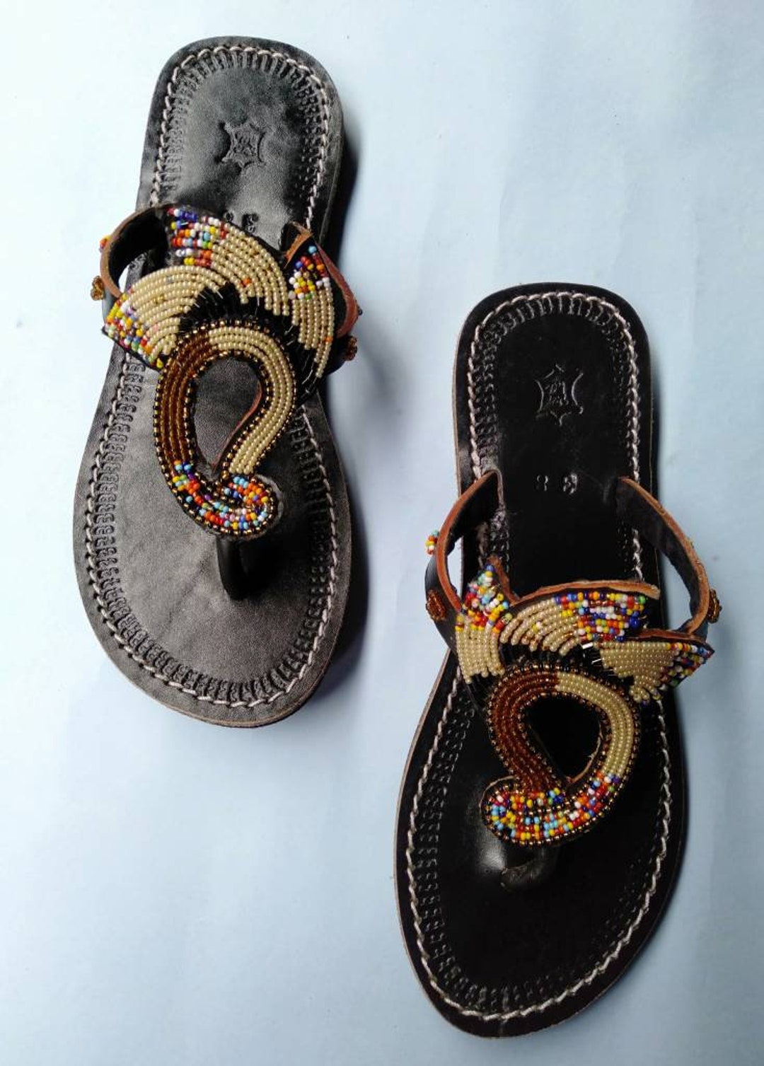 Multicolor African Beaded Sandalswomen Boho Sandals Women Leather Sandalssandals Women