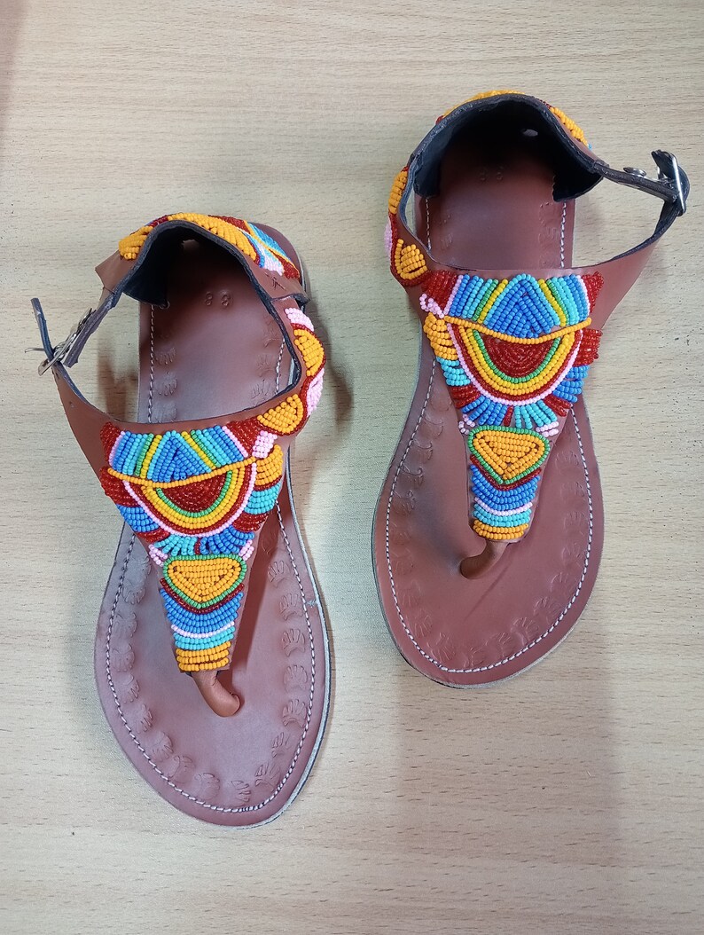 African Beaded Sandal, Women Shoes, Summer Sandal, Handmade Sandals ...