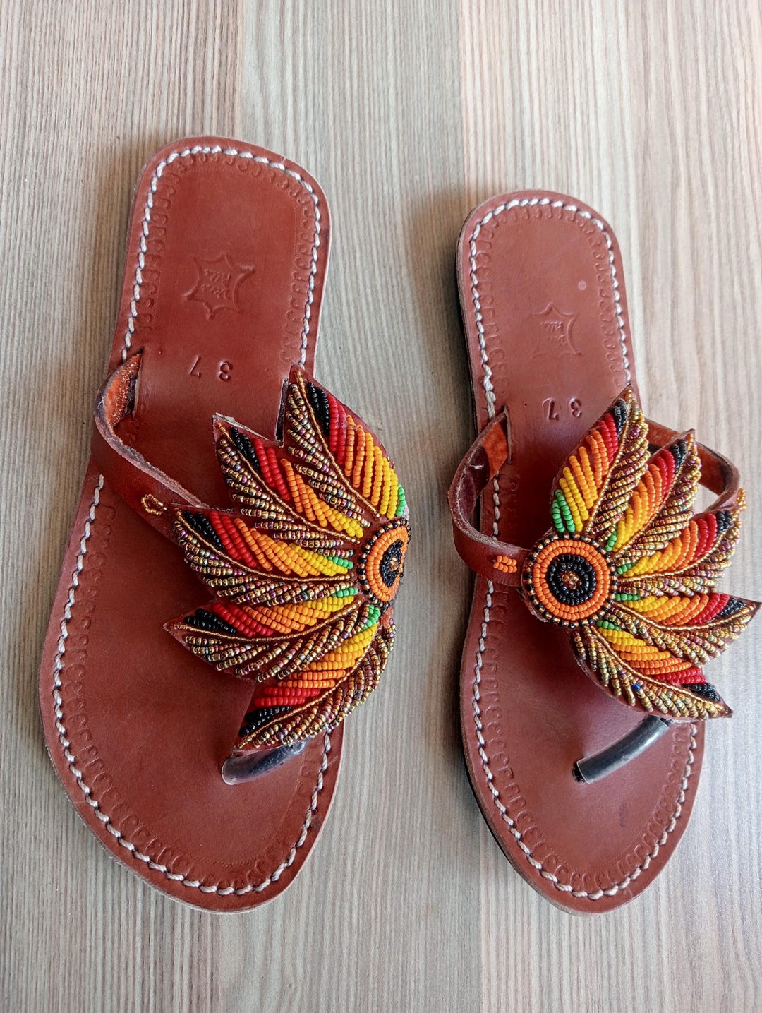 African Beaded Sandal, Women Shoes, Summer Sandal, Handmade Sandals ...