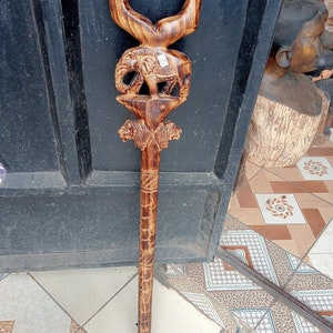 African Wood Original Hiking Walking Stick Cane Handmade Kenya Africa 1 ...