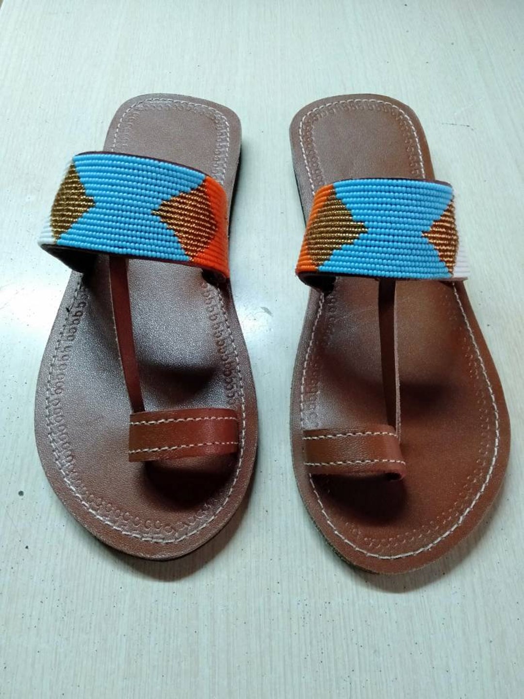 Africa Beaded Men's Sandals, Men's Boho Masaai Sandals, Handmade ...