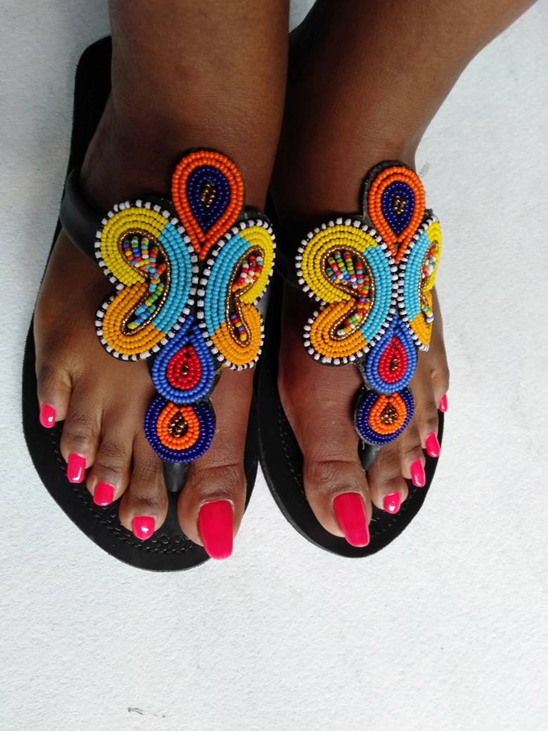 On Sale! African Sandals Women Sandals/maasai Beaded Sandals/leather ...