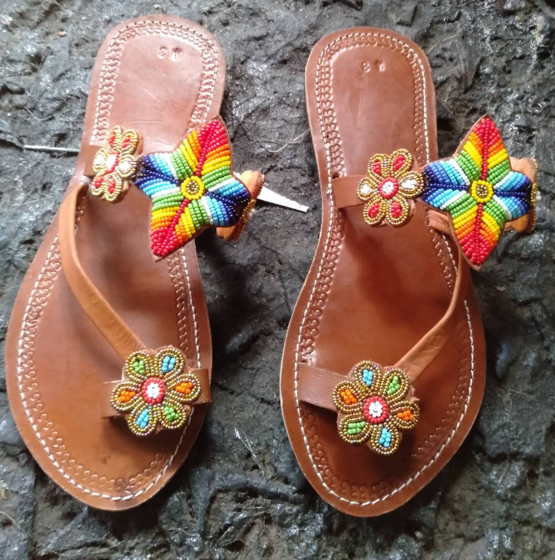On Saleafrican Sandalsbeaded Sandalswomen Sandalsmaasai Etsy