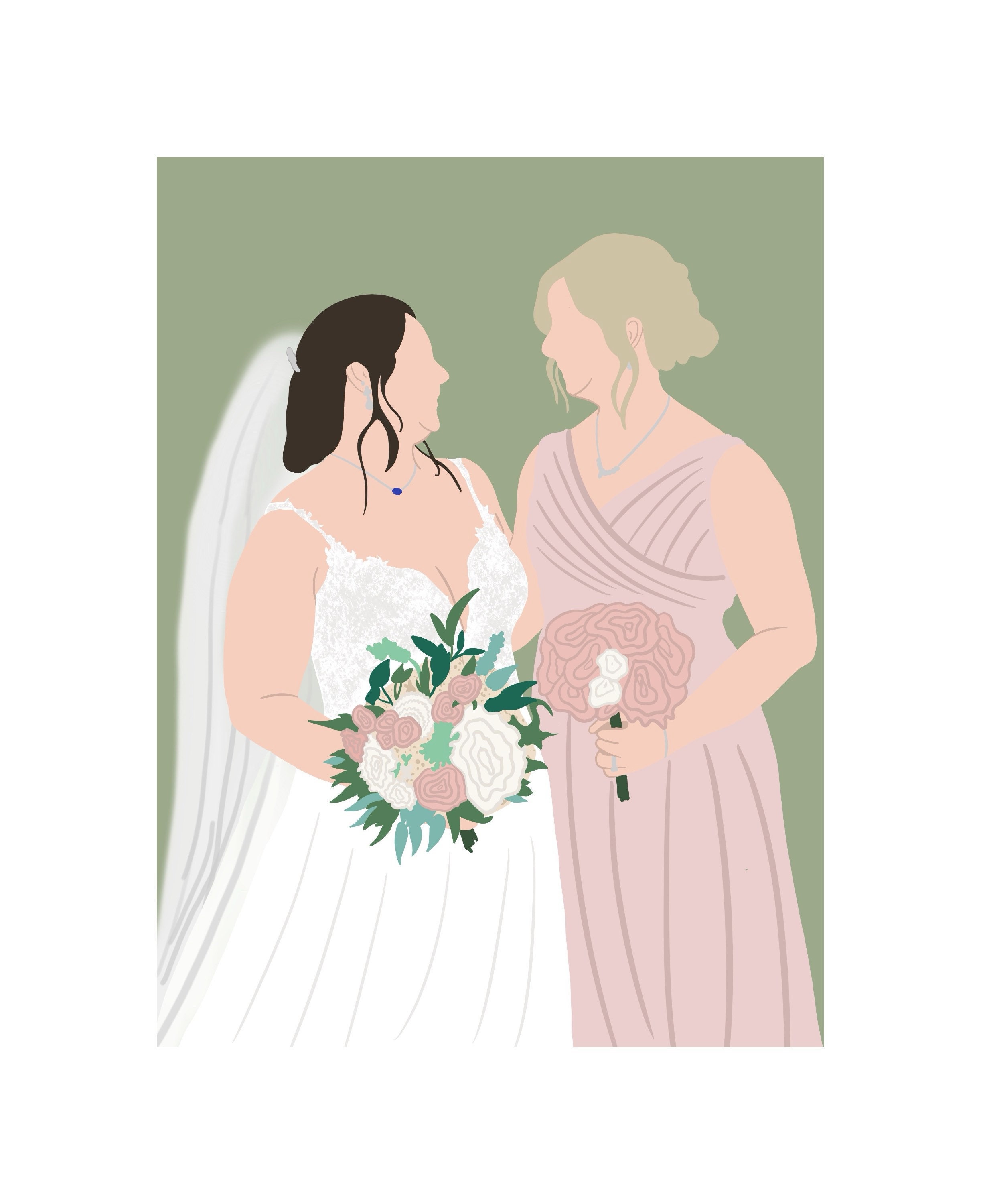 Faceless DIGITAL Portrait / Friend / Minimalist Portrait / | Etsy