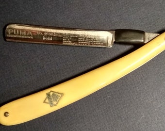Vintage Puma 1938 5/8 Hohl Yellow Handle Straight Razor | Etsy