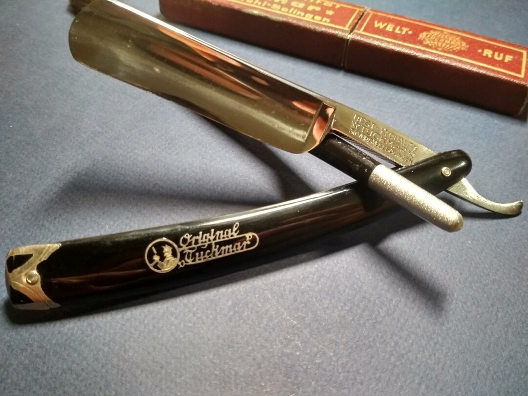 Vintage TUCKMAR Black Handle Straight Razor - Etsy