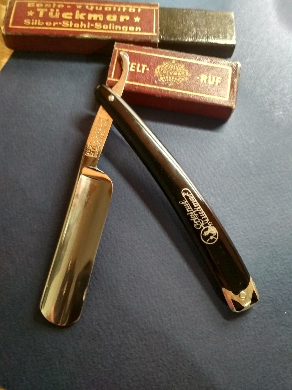 Vintage TUCKMAR Black Handle Straight Razor - Etsy