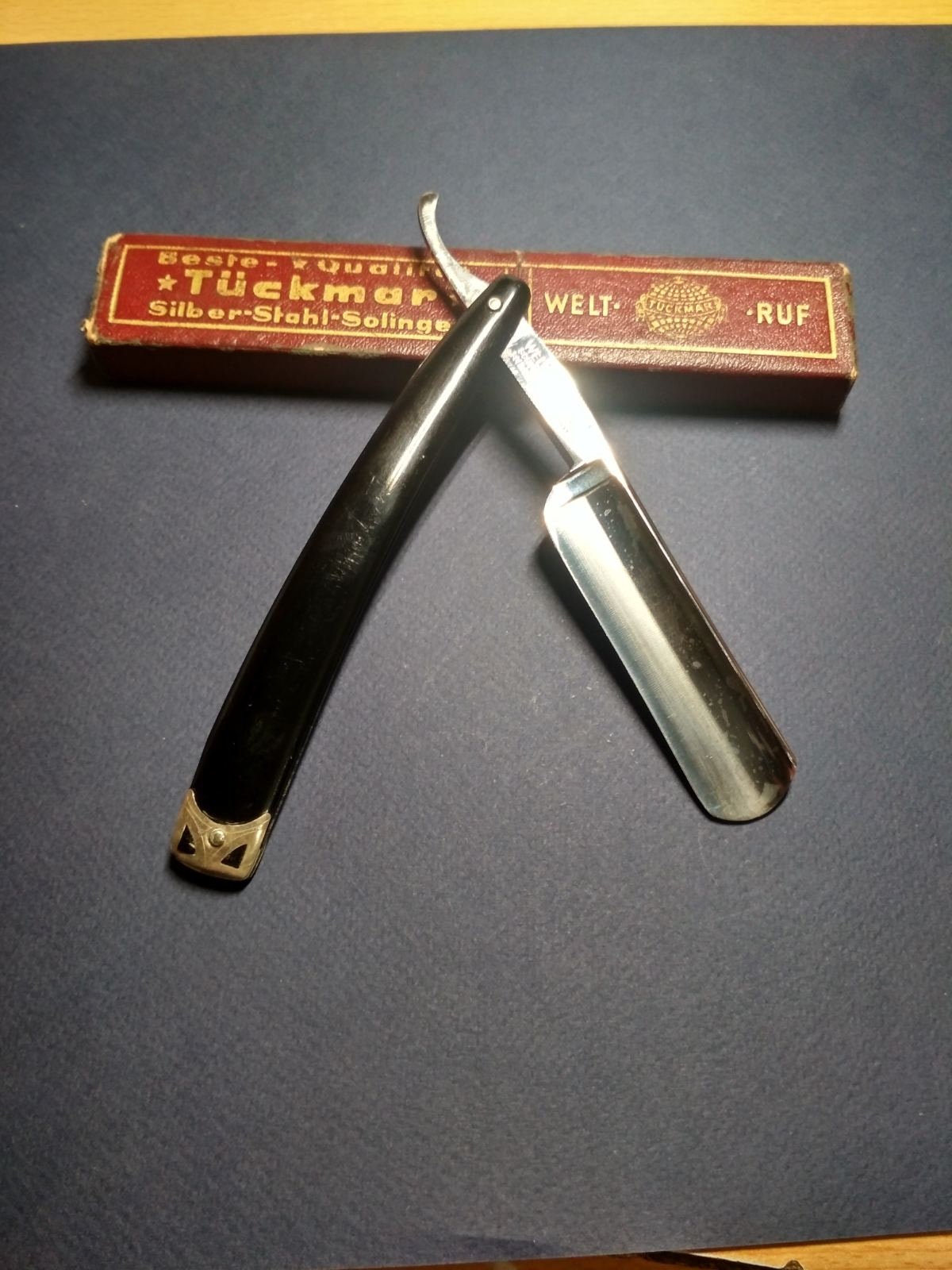 Vintage TUCKMAR Black Handle Straight Razor - Etsy