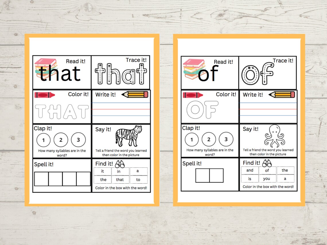 Sight Word Packet 10 Words - Etsy