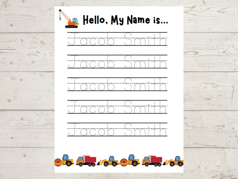 Personalized Name Tracing Worksheet - Etsy