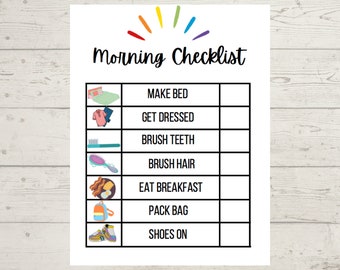 Editable Kids Daily Routine Checklist. Morning Routine Kids - Etsy