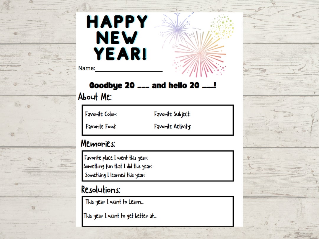 Happy New Year Worksheet - Etsy