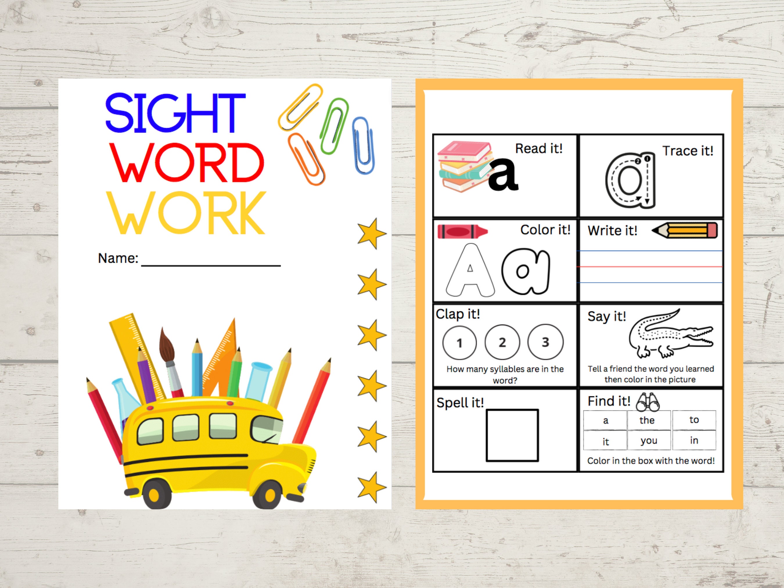 Sight Word Packet 10 Words - Etsy