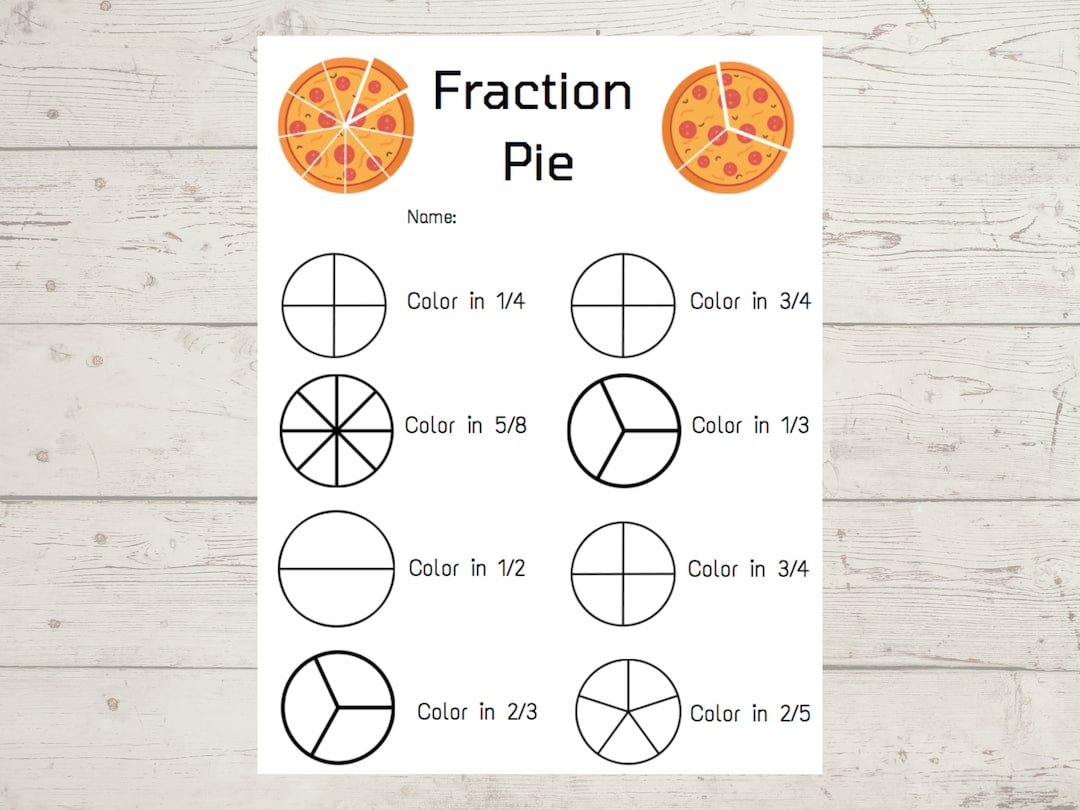 Fraction Pie Worksheet - Etsy