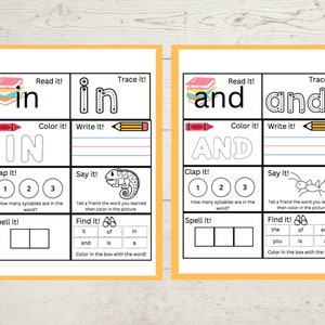 Sight Word Packet 10 Words - Etsy