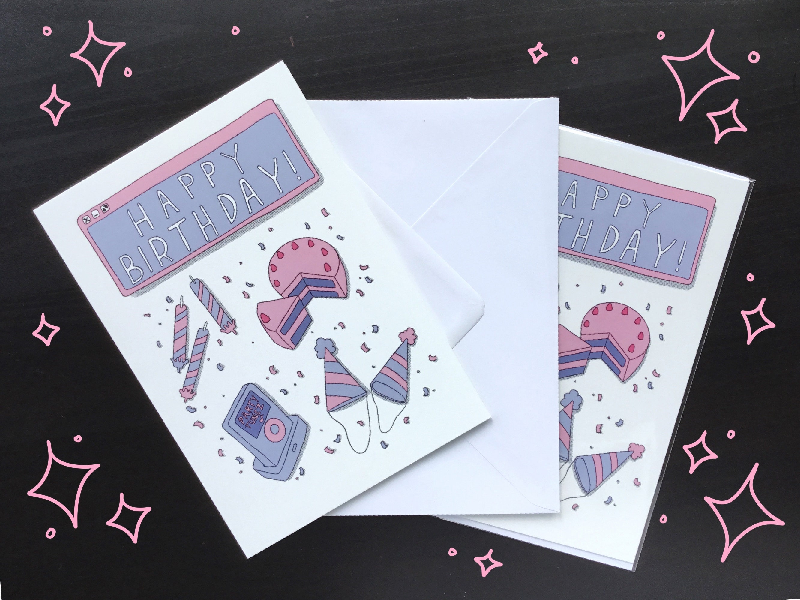 Cute Original Pastel Cake Illustrated Birthday Card - Etsy