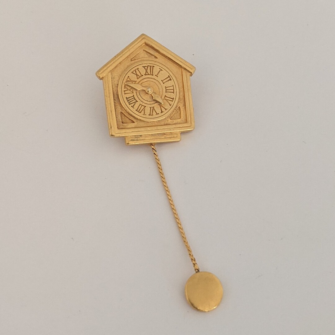 Vintage JJ Wall Clock With Pendulum: Matte Goldtone Roman Numerals - Etsy